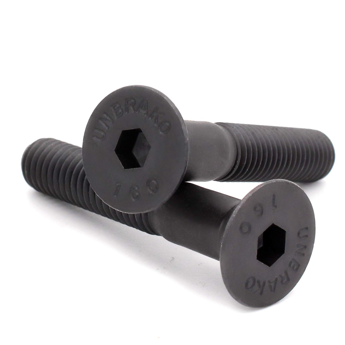 Flat Socket Head Cap Screw, 3/8"-16 UNC Thread, 2-1/2" Long, Partially Threaded, Alloy Steel, Unbrako, Black Oxide (Pack of 50)