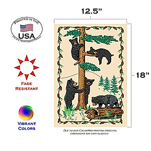 Toland Home Garden 1112577 Climbing Bears Bear Flag 12x18 Inch Double Sided Bear Garden Flag for Outdoor House Flag Yard Decoration