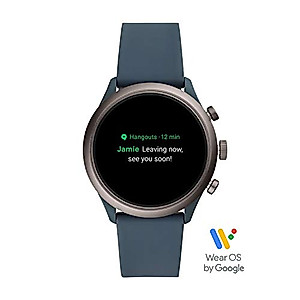 Fossil Men's Gen 4 Sport Heart Rate Metal and Silicone Touchscreen Smartwatch, Color: Grey, Blue (FTW4021)