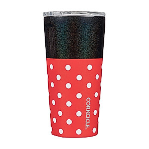 Corkcicle Disney Minnie Travel Tumbler, Insulated Water Bottle with Lid, Spill Proof for Wine, Coffee, Tea, and Hot Cocoa,Polka Dot Red, 16 oz