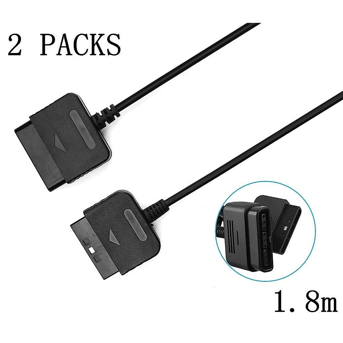 tesha 2PACK PS2 Controller Extension Cable Cord 6ft/1.8m Controller Extension for Sony PlayStation 2 PS2 Game Console
