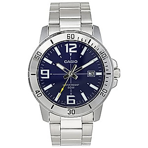 Casio MTP-VD01D-2BV Men's Enticer Stainless Steel Blue Dial Casual Analog Sporty Watch