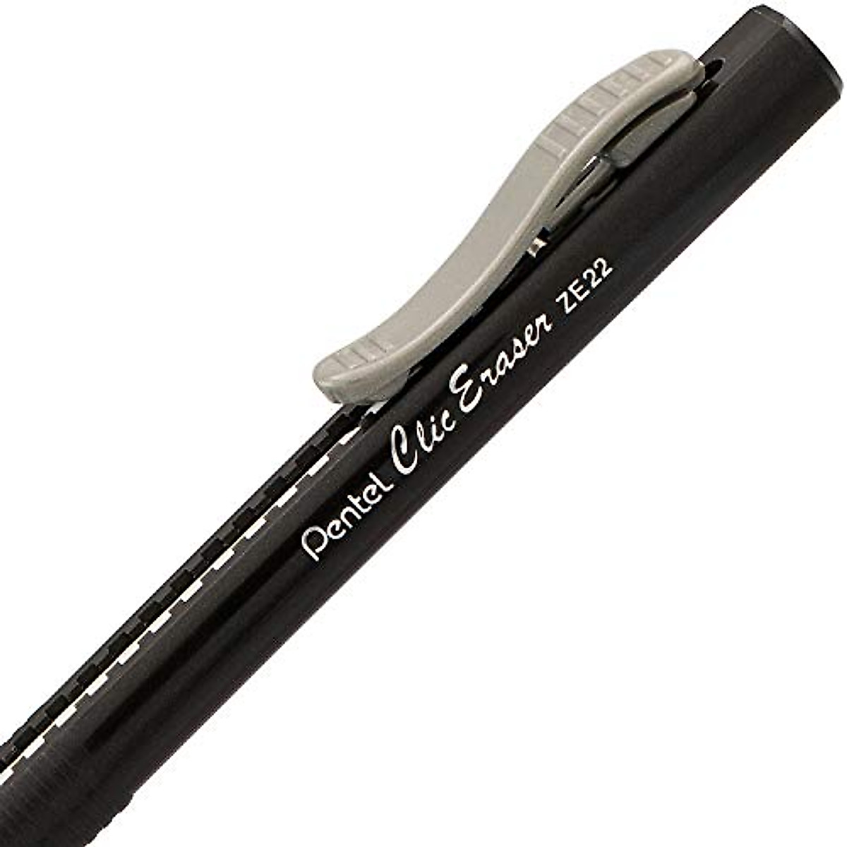 Pentel Clic Eraser Grip, Retractable Eraser, Black Barrel, Box of 12 (ZE22A)