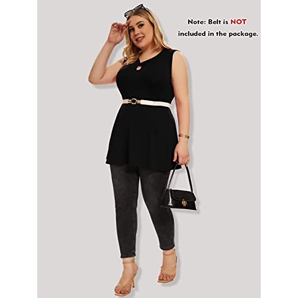 LARACE Plus Size Tank Tops for Womens Shirts Cut Out Trendy Clothes Loose Fit Tunics Twist Knot Sleeveless Blouses(Black 3X)