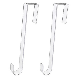 GameXcel 12" Clear Wreath Hanger for Front Door, 2 Pack Non-Scratching Over Door Hooks, Wreath Door Hanger for Fall Welcome Sign Decor for Home Inside Outside Halloween Christmas Decorations
