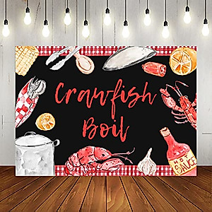 Lofaris Crawfish Boil Backdrop Sign Large Block Party Birthday Banner Decoration Crawfish Boil Party Supplies Photograph Background Indoor Outdoor Banner Decorations Cake Table Studio Props 7x5ft