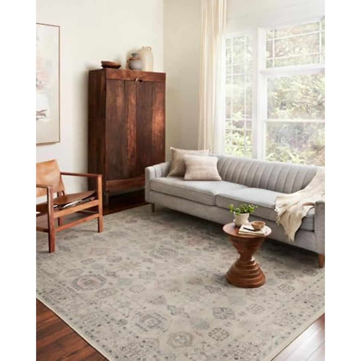 Loloi II Hathaway Collection HTH-06 Blush/Multi 9'-0" x 12'-0", .25" Thick, Area Rug, Soft, Durable, Printed, Modern, Low Pile, Non-Shedding, Easy Clean, Living Room Rug