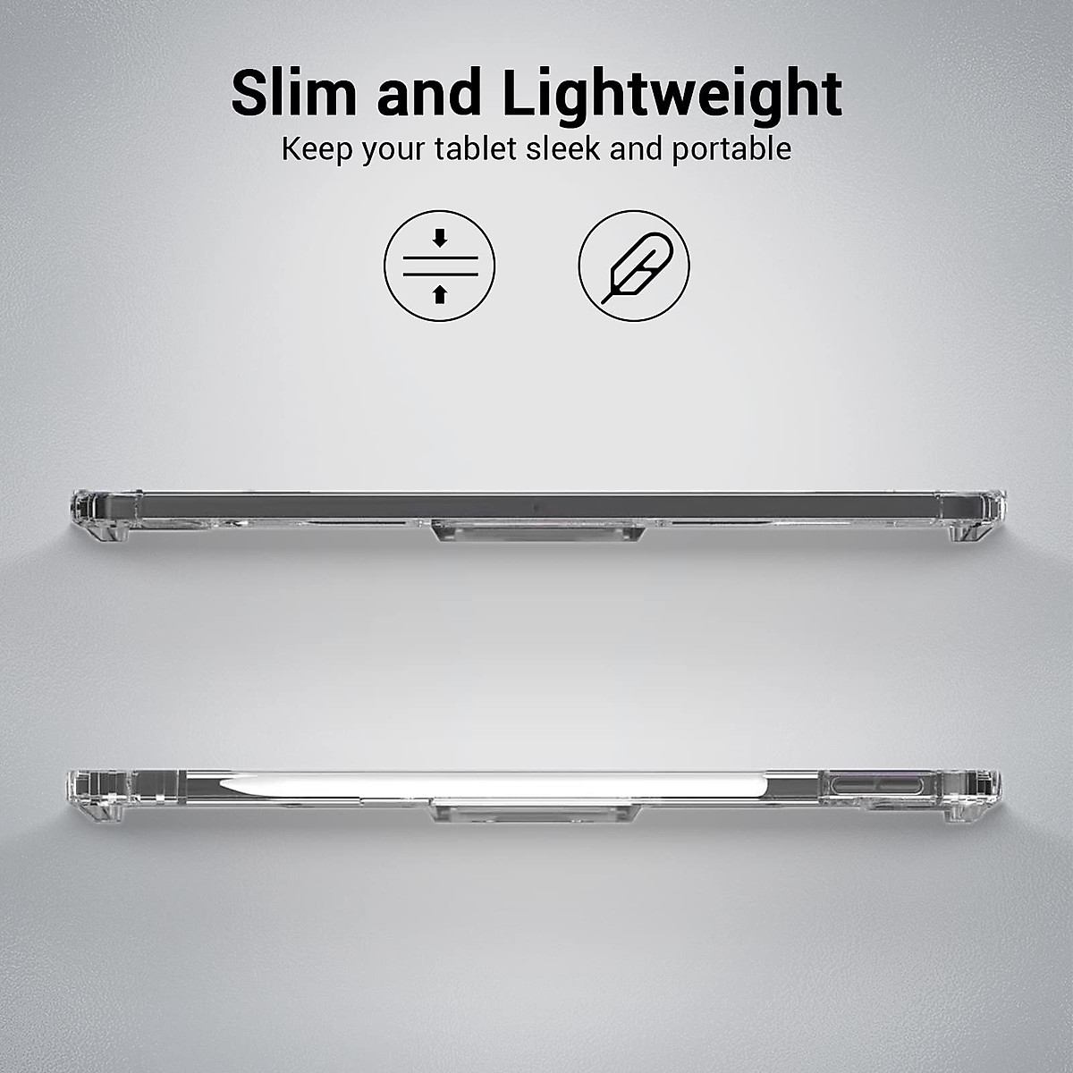 Dteck Clear Case for iPad Pro 11 Inch 2022 2021 2020 2018, Thin Slim Lightweight Kickstand Protective Transparent Back Cover with Pen Holder