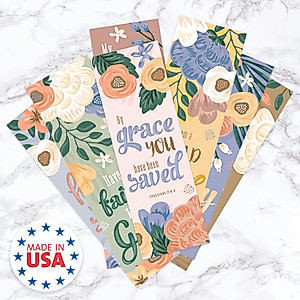 Religious Bookmarks / 2" x 6" Motivational Paper Bookmark Set / 24 Christian Verses Page Marker Designs/Bible Study Bookmarks/Made in The USA