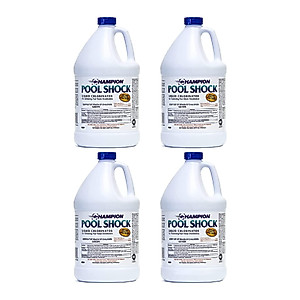 Champion Pool Shock - Ready to Use Liquid Chlorine - Commercial Grade 12.5% Concentrated Strength - 4 Gallon