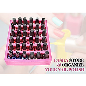 Polar Whale 2 Nail Polish Drawer Organizers Tray Durable Pink Foam Washable Waterproof Insert for Home Bathroom Bedroom Office 8.9 x 10.9 Each Holds up to 36