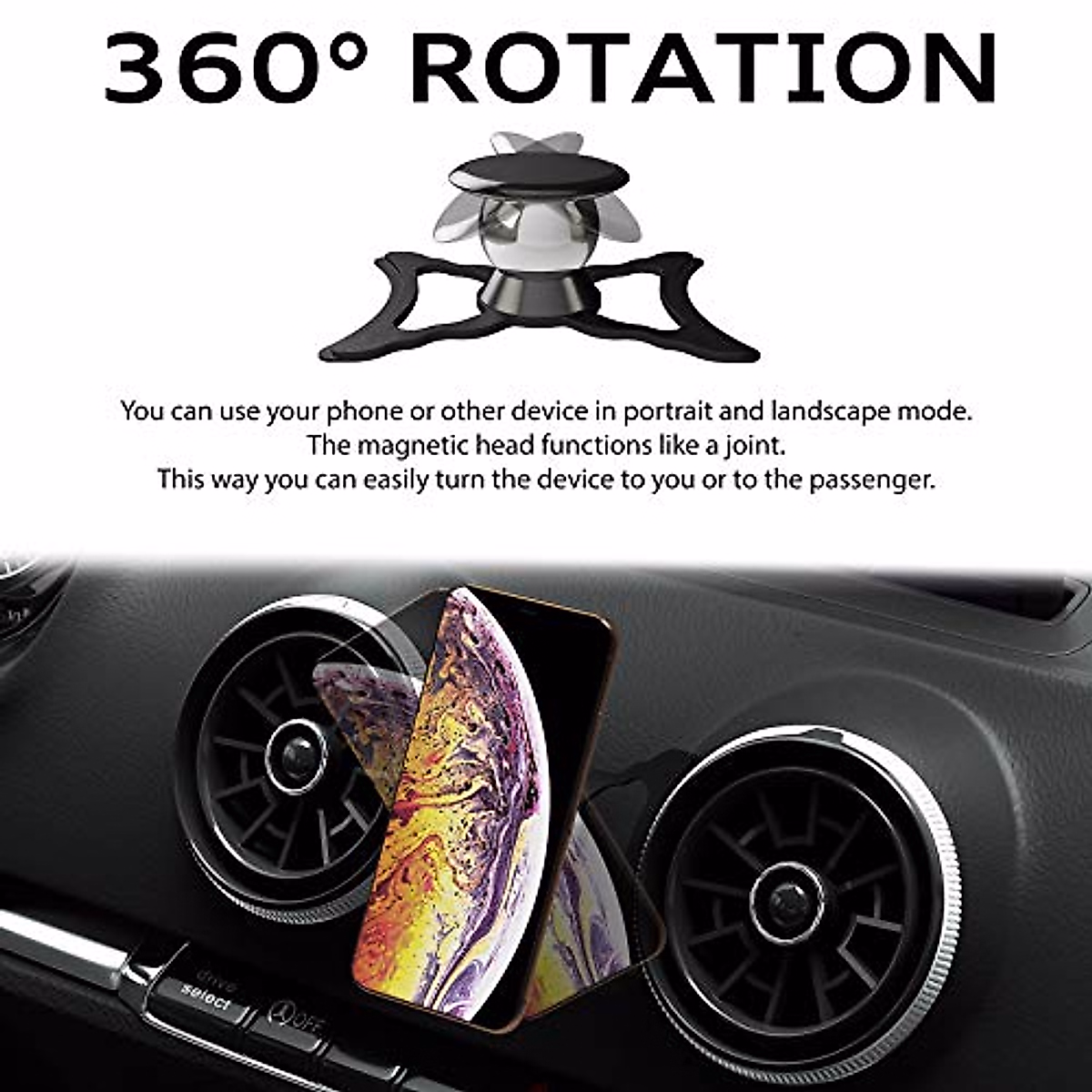 innoGadgets Magnetic Phone Mount Compatible with Audi A3/S3/RS3 | Smartphone Holder | Metal Magnet Stand | Audi A3 8V (2014-2019) Accessories | Vent Mounting for GPS, Tablet