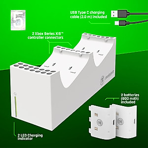 Snakebyte Xbox One Twin Battery Pack REV. 2 - 2 Rechargeable Battery Packs for Xbox One, S, Xbox One X and Elite Controllers (White) - Xbox One Battery Pack