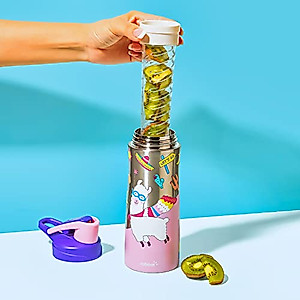 rabitat Nutri Lock Stainless Steel Insulated Sipper Bottle - Chatter Box, Purple/Pink Sipper for Kids. Reuseable Thermos Water Bottle for School with Fruit Infuser.
