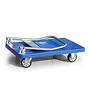 Generic Platform Hand Truck Platform Truck with Silent Wheels Foldable Handle Plastic Deck Push Cart for Home Office Bookstores Moving High Capacity Trolley Foldable (Size : 90 * 60-660lbs)
