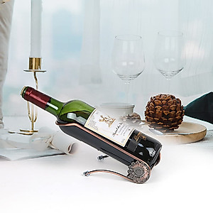 2PCS Wine Bottle Holder- Countertop Wine Rack - Wine Holder for Wine Storage - Red Bronze Metal Wine Rack - Wine Racks Countertop - Small Wine Rack - Tabletop Wine Rack