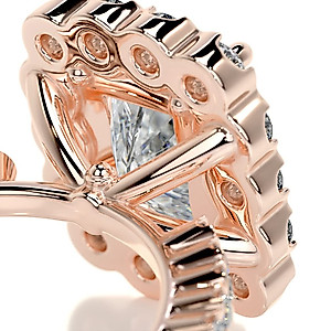 Solid Gold Handmade Engagement Ring 3 CT Radiant Cut Moissanite Diamond Halo Bridal Wedding Ring for Anniversary Propose Gifts (10K Solid Rose Gold)