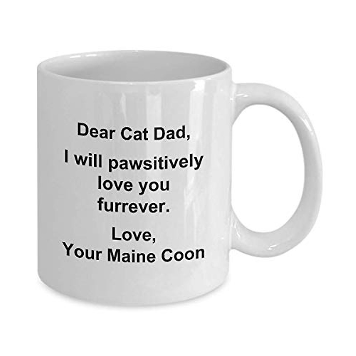 Funny Maine Coon Coffee Mug Dear Cat Dad Birthday Mug for Cat Lovers I Will Pawsitively Love You Furrever Tea Cup for Men Christmas Present for Him
