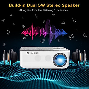 Native 1080P Projector 5G WiFi and Bluetooth, FANGOR 350 ANSI Outdoor Projector 4K Support, Home Movie Projector Compatible with TV, PC, HDMI, USB, VGA, iOS/Android[120''Screen Included]