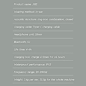 JS81 Bluetooth-Compatible V5.1 Smart- in-Ear Mp3 Stereo Sports Facility with Digital Display A Led (Black)