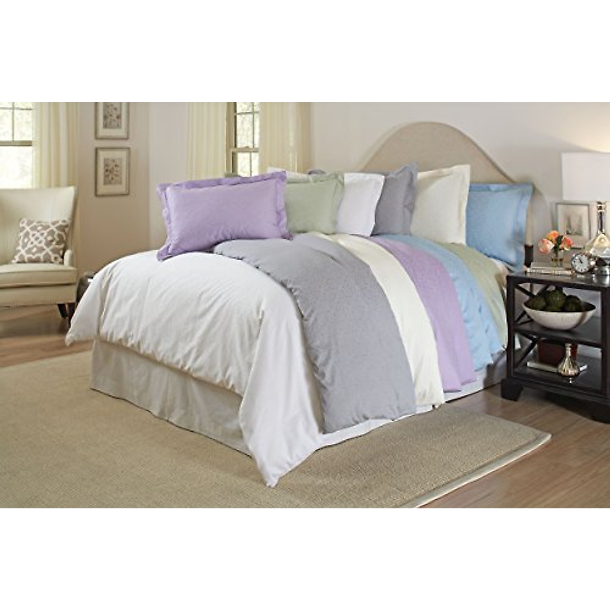 Pointehaven 300 Thread Count Printed Sheet Set, Sage, Queen
