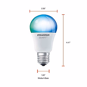 SYLVANIA Smart Bluetooth LED Light Bulb, A19 60W Equivalent, Efficient 10W, Works with Apple HomeKit, RGBW Full Color and Adjustable White, No Hub Required - 1 Pack