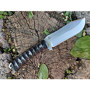 JEO-TEC Nº45 Fixed Blade Bushcraft Knife for Survival Camping Hunting Fishing, Full Tang Knife 11" Overall, Sheath + Firesteel + Sharpener Stone, Handmade
