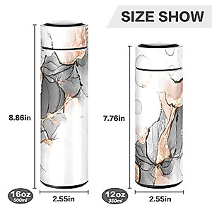 CaTaKu Pink Gold Marble Water Bottle Insulated 16 oz Stainless Steel Flask Thermos Bottle for Coffee Water Drink Reusable Wide Mouth Vacuum Travel Mug