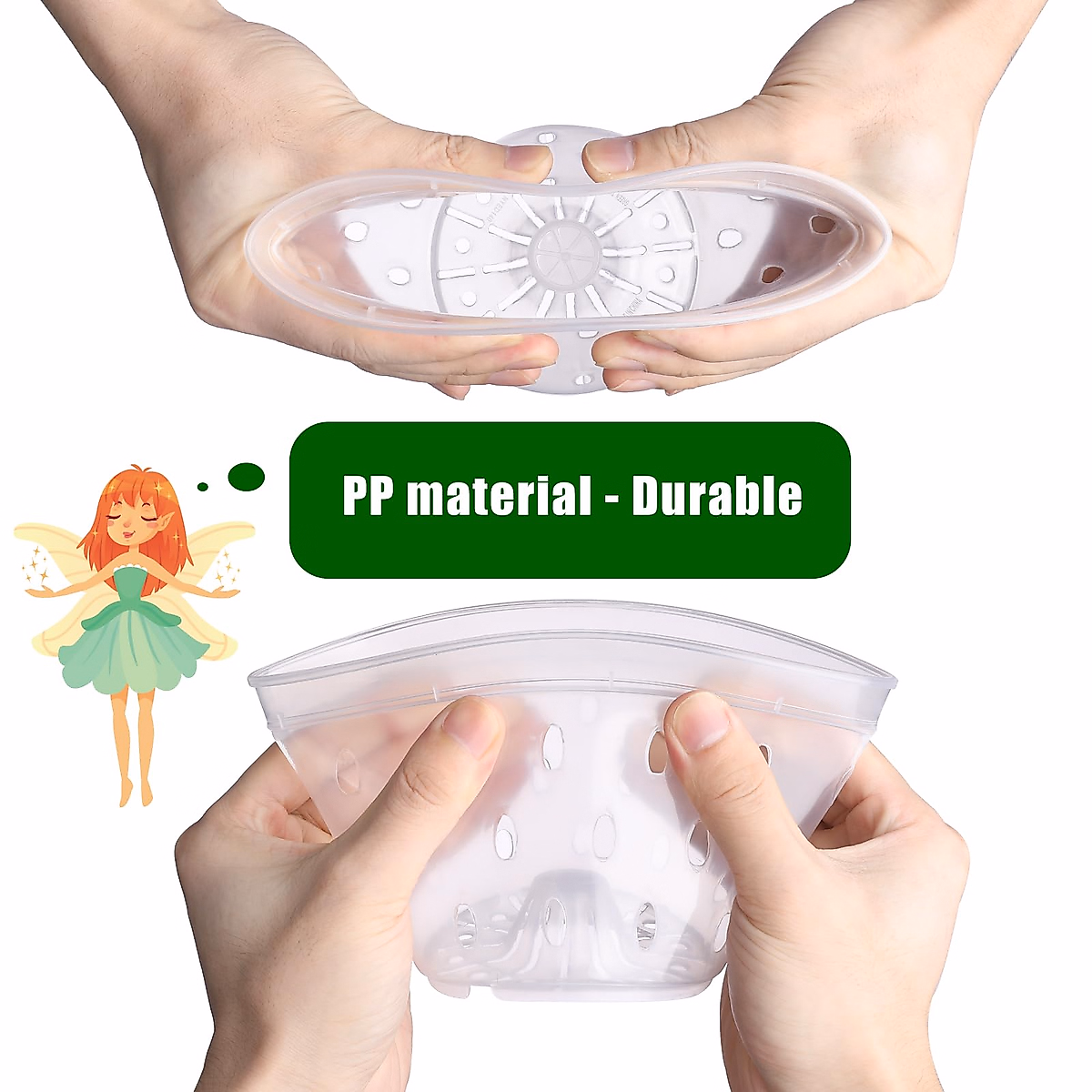 Doter Orchid Pots Variety 12 Packs (5.6 Inch / 6 Inch / 6.8 Inch x 2, 4.3 Inch / 5 Inch x 3), Clear Orchid Planter Pots with Holes for Repotting, Clear Nursery Pots for Orchid Repotting Kit