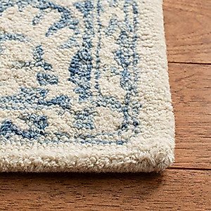 SAFAVIEH Blossom Collection 5' x 8' Ivory/Blue BLM351A Hand-Hooked Premium Wool Area Rug