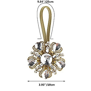 SUQ I OME Luxury Big Crystal Magnetic Curtain Tieback and Holdback Flower Curtain Clips Buckle Curtain Holder for Home Office Decoration (Bronze A,2PCS)