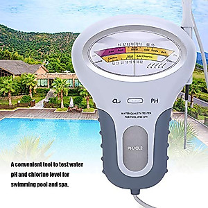 Diyeeni Portable 2 in 1 Chlorine and PH Tester, Swimming Pool Spa Water Quality Monitor Meter with Needle, CL2 Level Home Testing Device