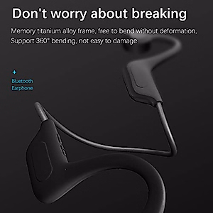 BD&M Wireless Bluetooth Open-Ear Headphones Waterproof Headset Microphone Hanging Earphone Bone Conduction Built-in with Mic for Sports Workouts and Running, Black