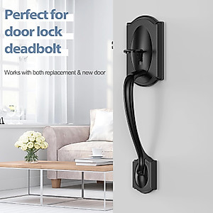 YYTDZSW Front Door Handle, Exterior Door Handle，Entry Door Handle with Reversible Lever, Adjustable Door Handle，Interior Door Handle, Black Door Handle,Matte Black