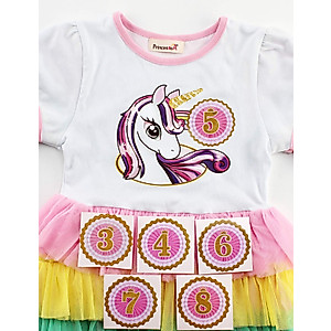Unicorn Party Princess Birthday Pageant Rainbow 5t Little Girls Dresses,5TT50,4-5 Years(Size 120)