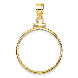 Wideband Distinguished Coin Jewelry 14k Polished 21.6mm x 1.7mm Screw Top Coin Bezel Pendant QC1885/21.6