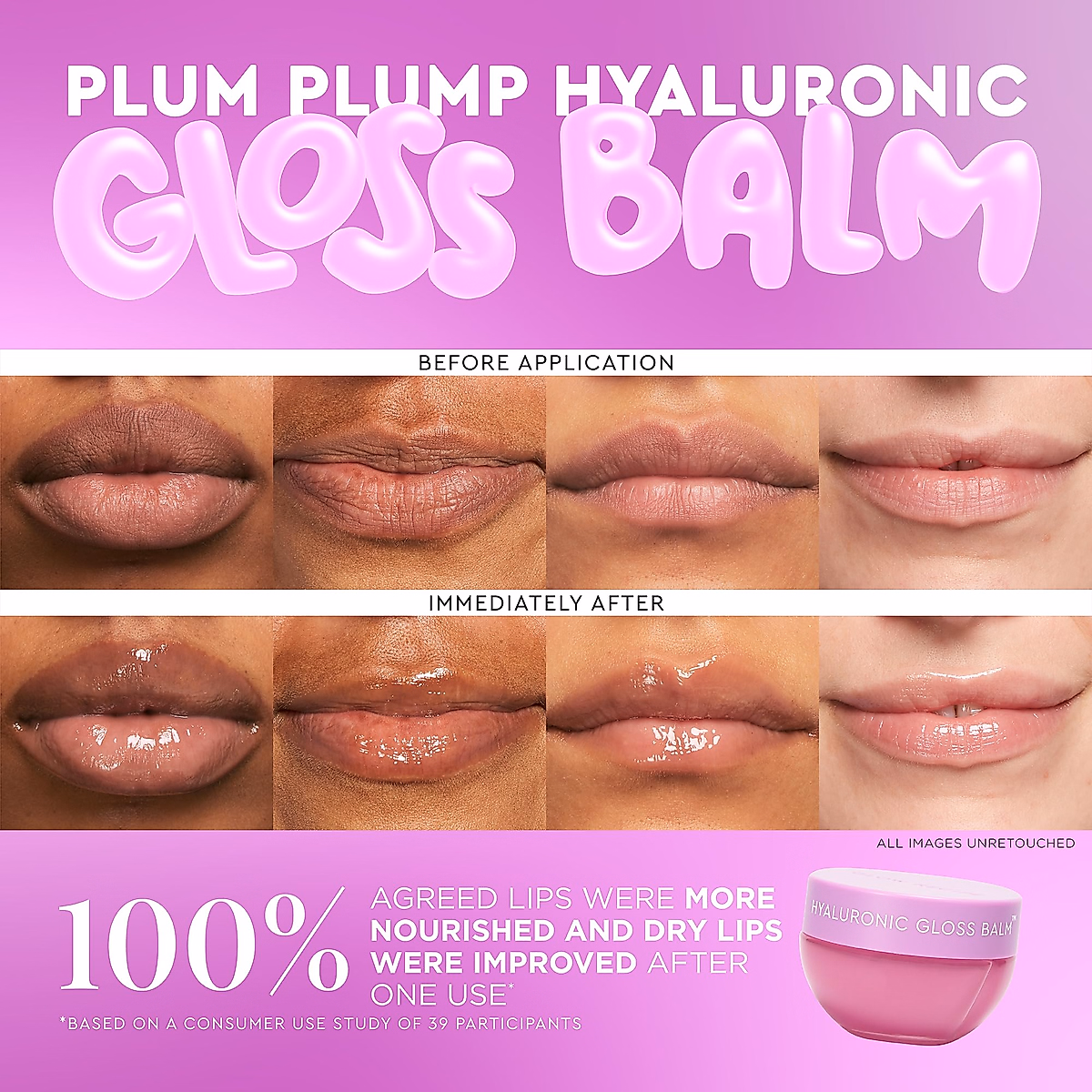 Glow Recipe Plum Plump Hyaluronic Acid Lip Balm - Overnight Lip Mask, Lip Treatment or Moisturizing High-Shine Lip Gloss - Plumping & Long-Lasting Lip Hydration (15ml)