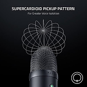 Razer Seiren V2 X USB Condenser Microphone for Streaming and Gaming on PC: Supercardioid Pickup Pattern - Integrated Digital Limiter - Mic Monitoring and Gain Control - Built-in Shock Absorber