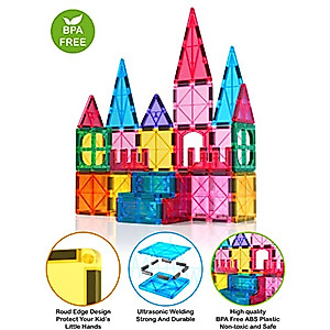 Jasonwell Magnetic Tiles Kids Magnetic Blocks Building Sets 3D Magnet Tile Building Blocks Magna Construction Educational STEM Toys Gifts for Toddlers Boys Girls 3 4 5 6 7 8 9 10 + Year Old