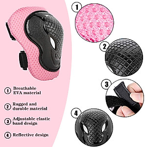 ValueTalks Protective Gear Sets for Youth/Kids Adjustable Safety Knee Pads and Elbow Pads Wrist Guards for 5~15yrs Girls Boys Teens Cycling Skating Roller Skateboard Bike Scooter Outdoor Sports