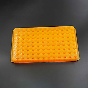 LSVERDE 1 Pcs Microcentrifuge Tube Rack for 0.5ml-2ml Centrifugal Pipe, Lab Test Tubes Rack Holder, Double-Sided 96 Holes Plate with Hole Diameter 7.5mm and 11mm (Orange)