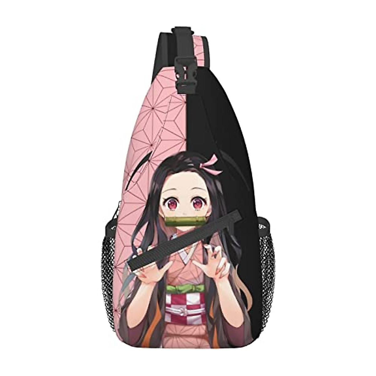 Aolazw Demon-Anime-Slayer Sling Backpack Unisex Crossbody Backpack Manga Single Shoulder Bag Chest Bag Cosplay Daypack