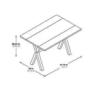 OSP Home Furnishings Kristen Flip-Top Expanding Desk to Dining Table, Charcoal Finish