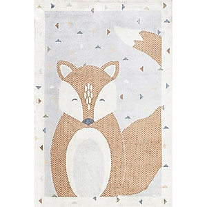 nuLOOM Talia Bashful Fox Kids Machine Washable Area Rug, 5x8, Beige