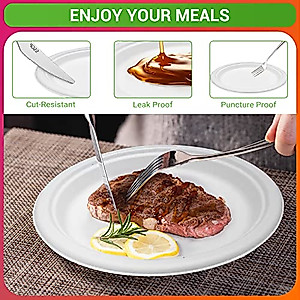 MIDOFELD 7 Inch Small Paper Plates - [125-Pack] Heavy Duty Dessert Paper Plate Eco Friendly Made from Sugarcane Fiber - Microwable Sturdy Party Plate Disposable, 100% Compostable and Biodegradable