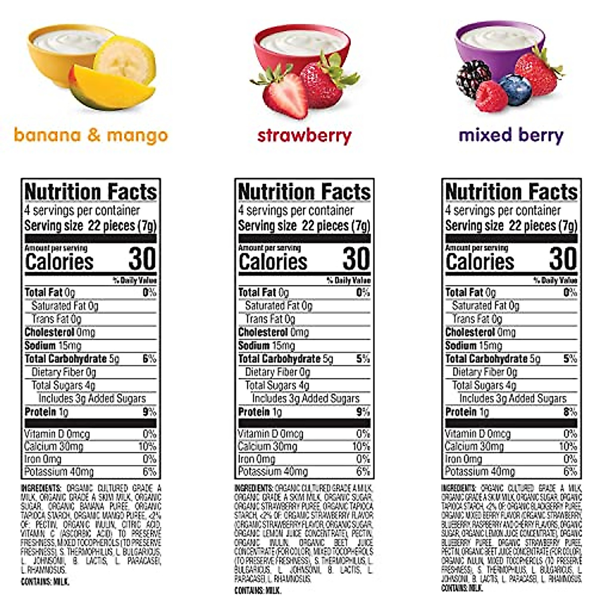 Happy Baby Organics Yogis Freeze-Dried Yogurt & Fruit Snacks, Variety Pack, 1 Ounce (Pack of 6)