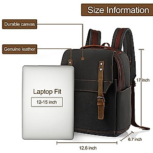 ISPEUIAL Canvas Rucksack Vintage Backpack Laptop Work-pack Rucksack Travel Casual Daypack Slim Durable for 13-16 Inch MacBook Laptop, Large Capacity, 30L