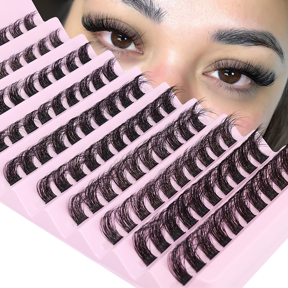 Eyelashes Extension Cluster Lashes Individual Full Volume Lashes Natural Look 8-16MM DIY False Lashes Mink D Curl 100 Pcs Fake Eyelashes by Winifred