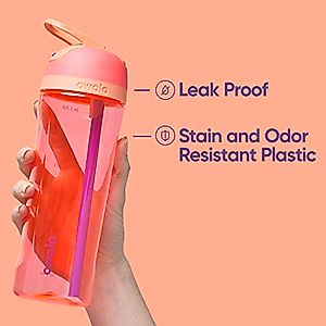 Owala Flip Clear Tritan Plastic Water Bottle with Straw, BPA-Free Sports Water Bottle, Leak Proof Water Bottle with Lock, Great for Travel, 25 Oz, Hyper Flamingo