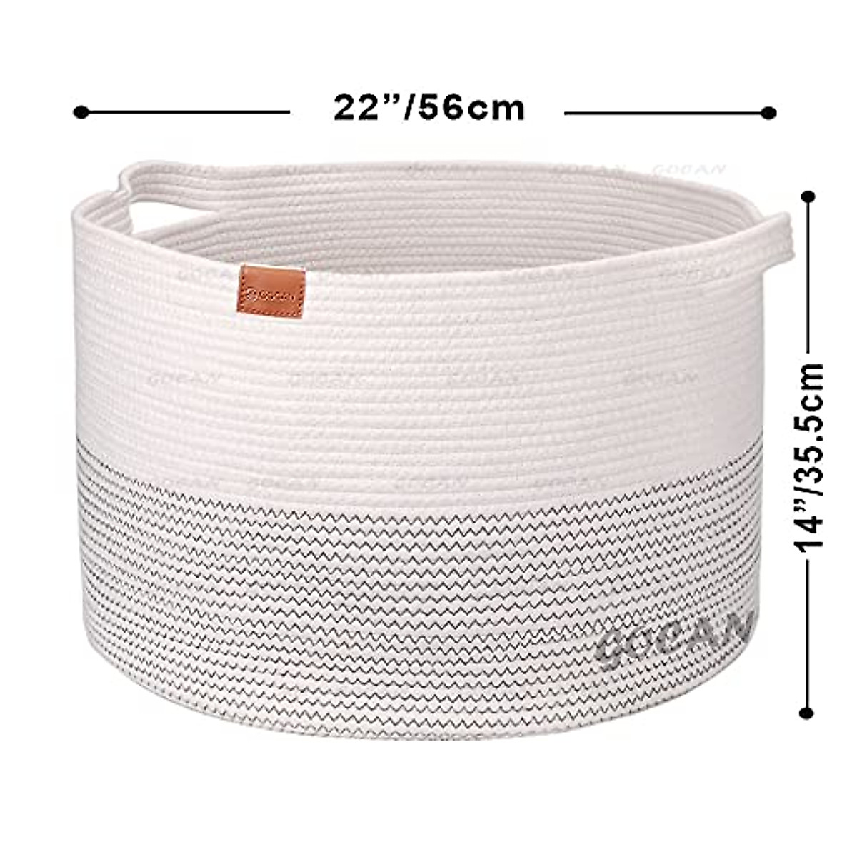 GOCAN Extra Large Laundry Basket 22" X 22"X 14" XXXL Cotton Rope Woven Basket for Blankets Storage Basket with Handles for Living Room (Beige)